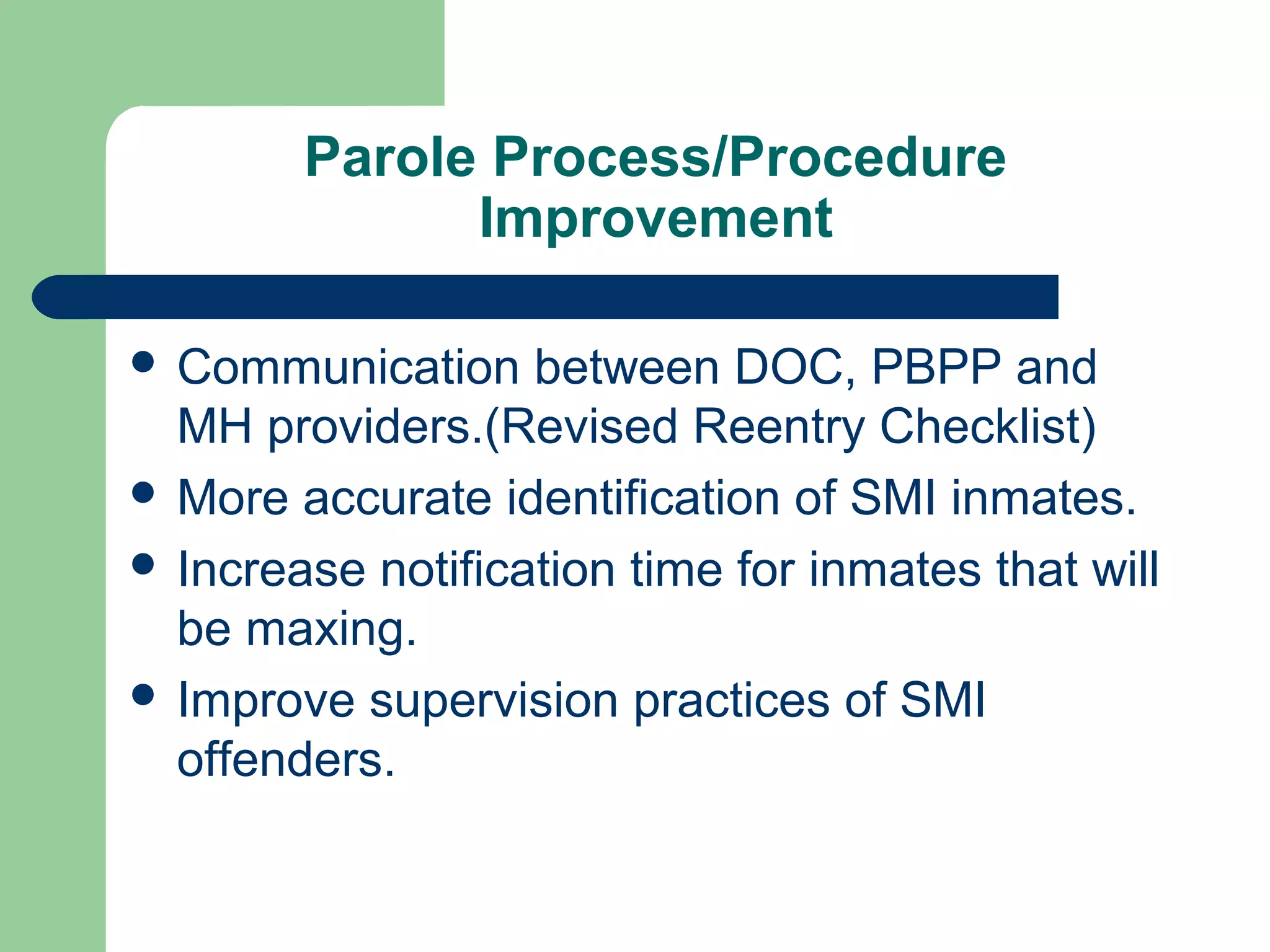 Mental Health Reentry Improvement Initiative | PPT