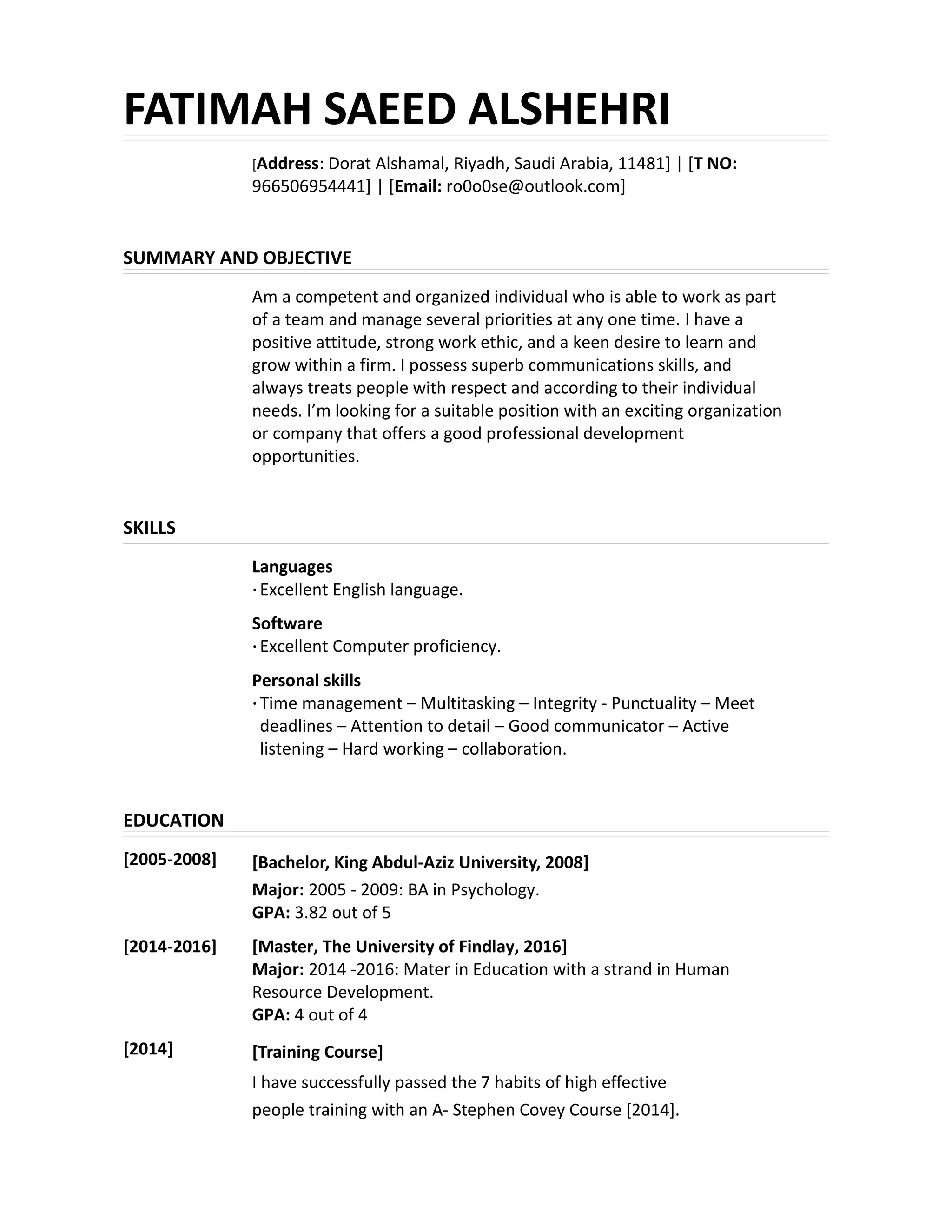 CV in Arabic and English | PDF | Graduation | Personal Celebrations ...