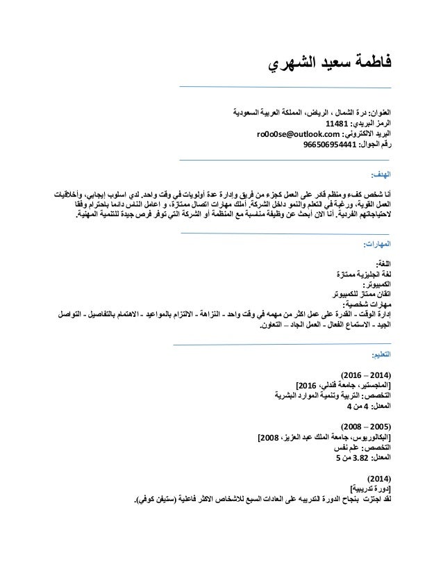 CV in Arabic and English