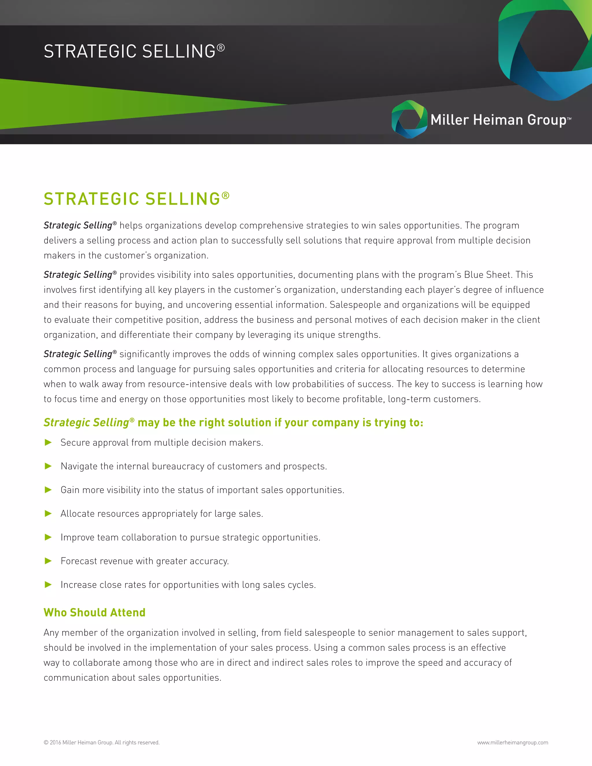 Strategic-Selling-Product-Sheet | PDF