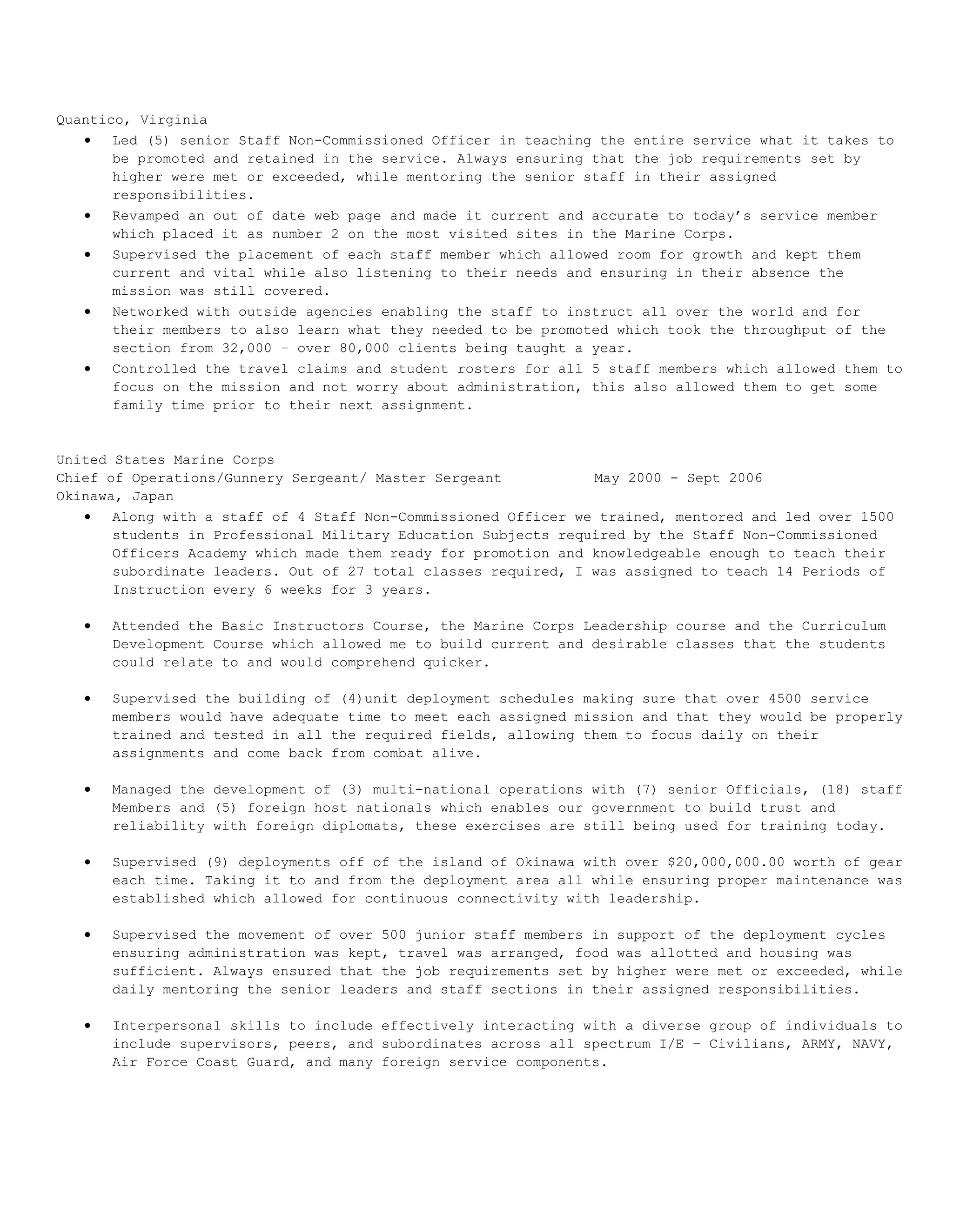 Resume Troy L. Buss | DOC