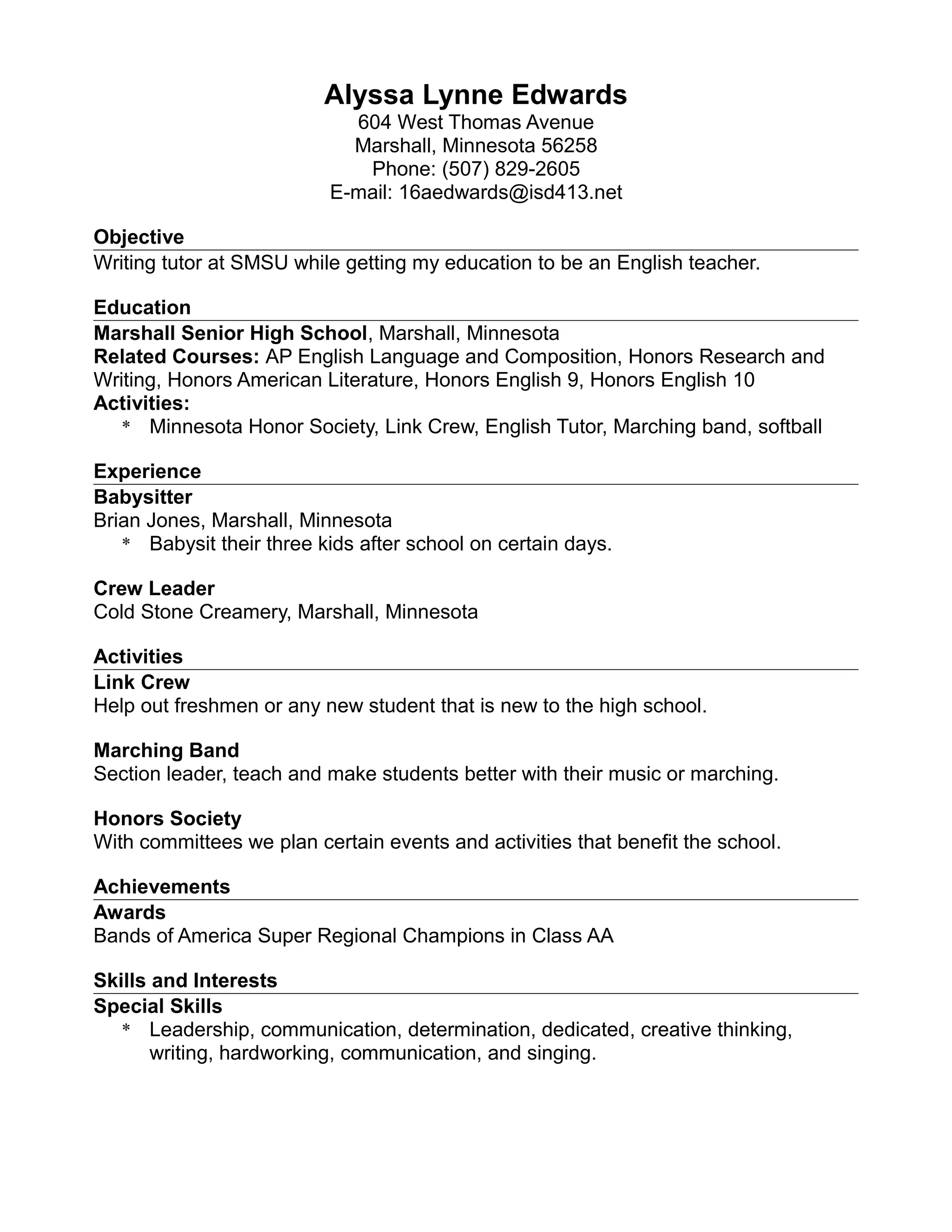 Build Your Own Resume | RTF