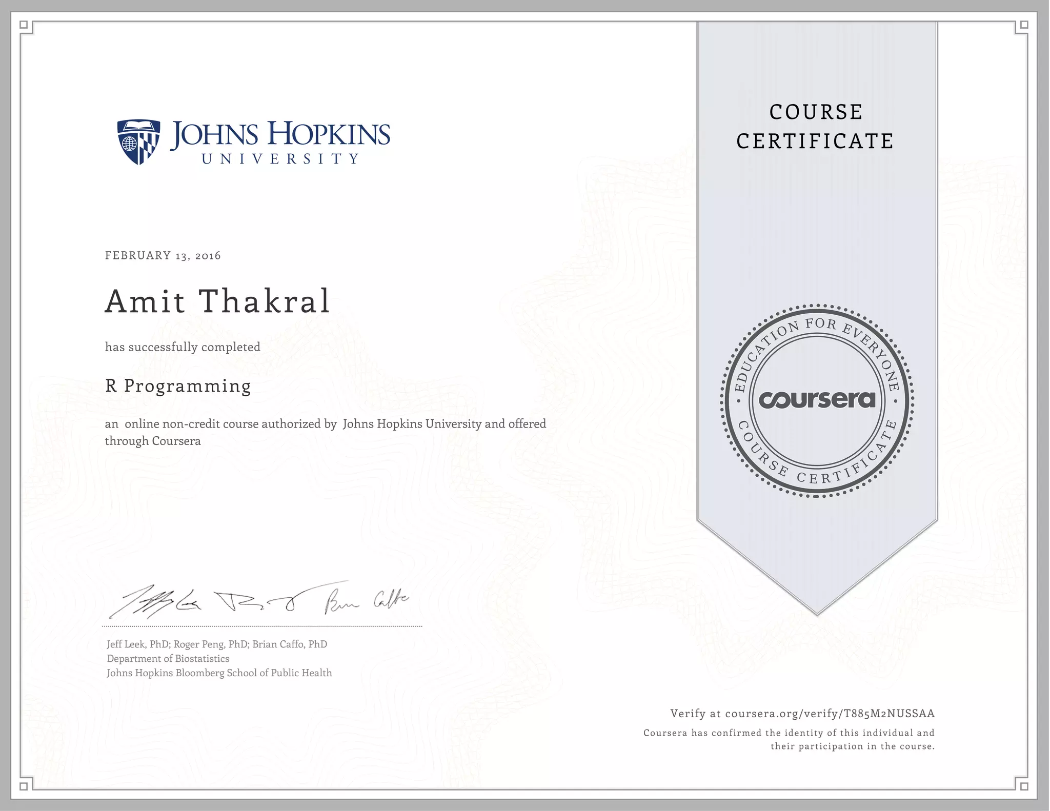 Coursera_R Programming_Certificate | PPT