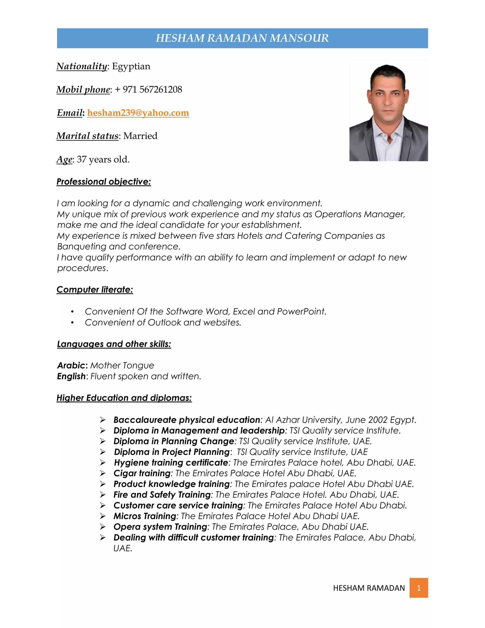 Hesham Ramadan - CV - 2016 | PDF