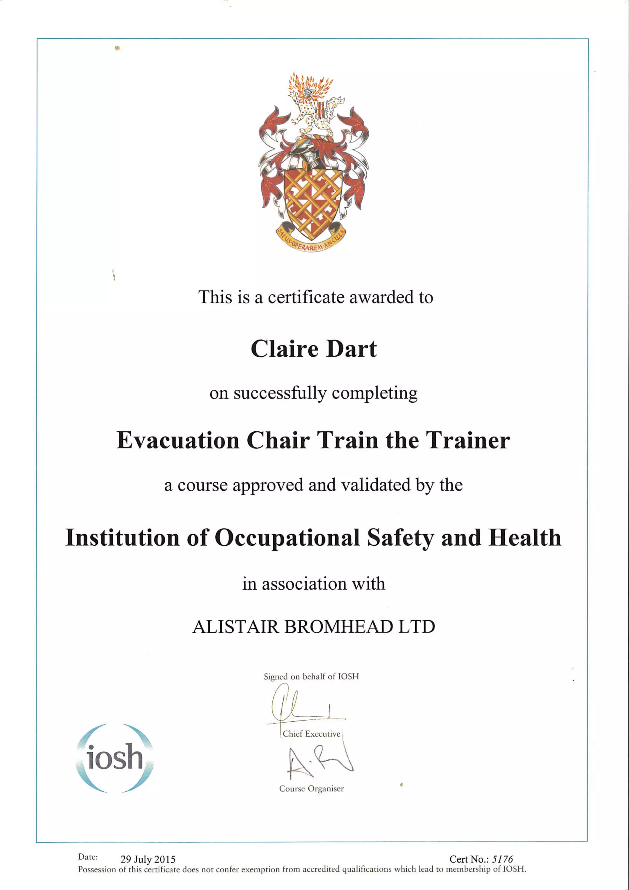 Evacuation Chair Train the Trainer Certificate | PDF