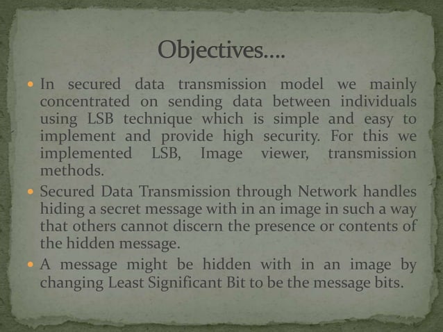 Secure data transmission 2010csc029 | PPT