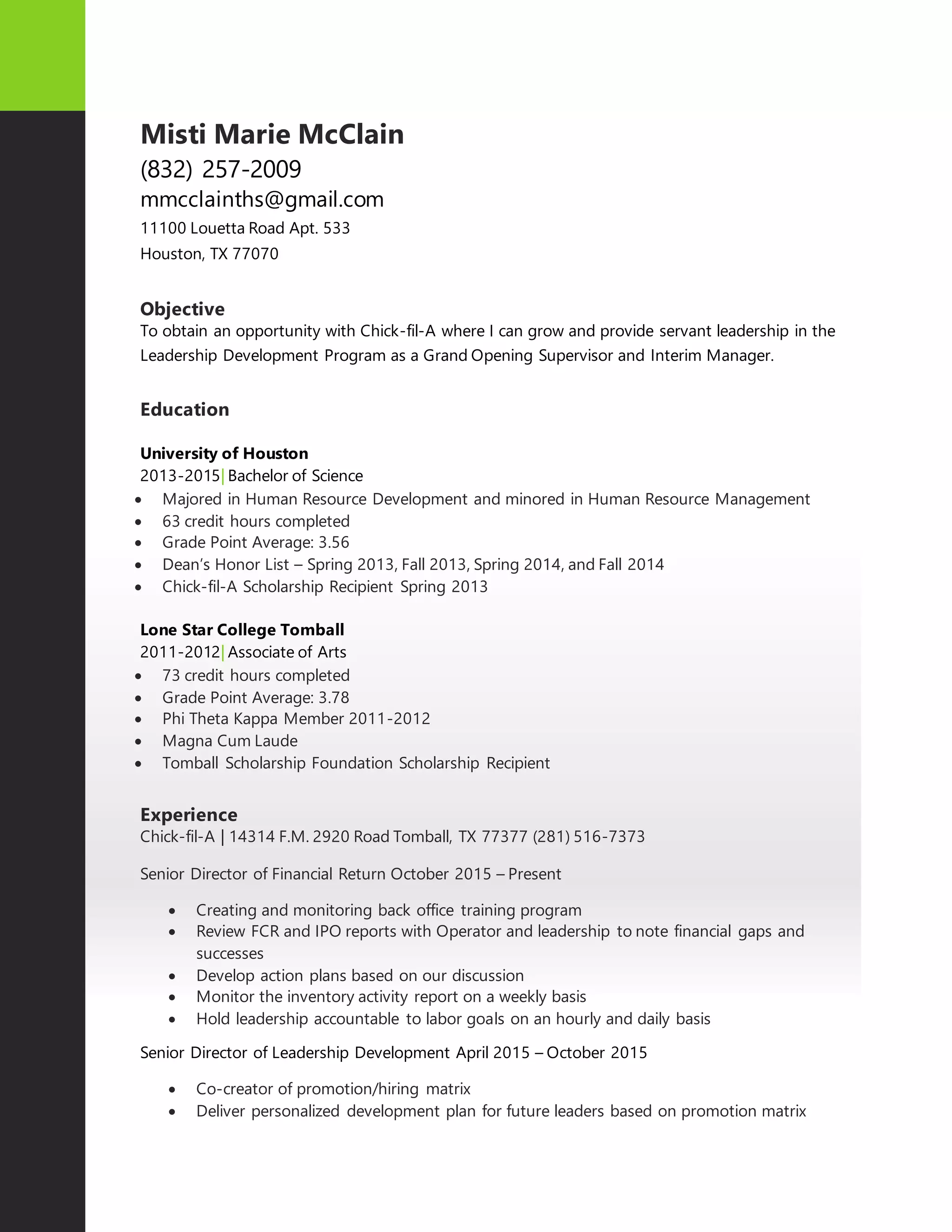 Misti McClain Resume 2016 | DOCX