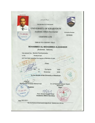 My LLB certificate