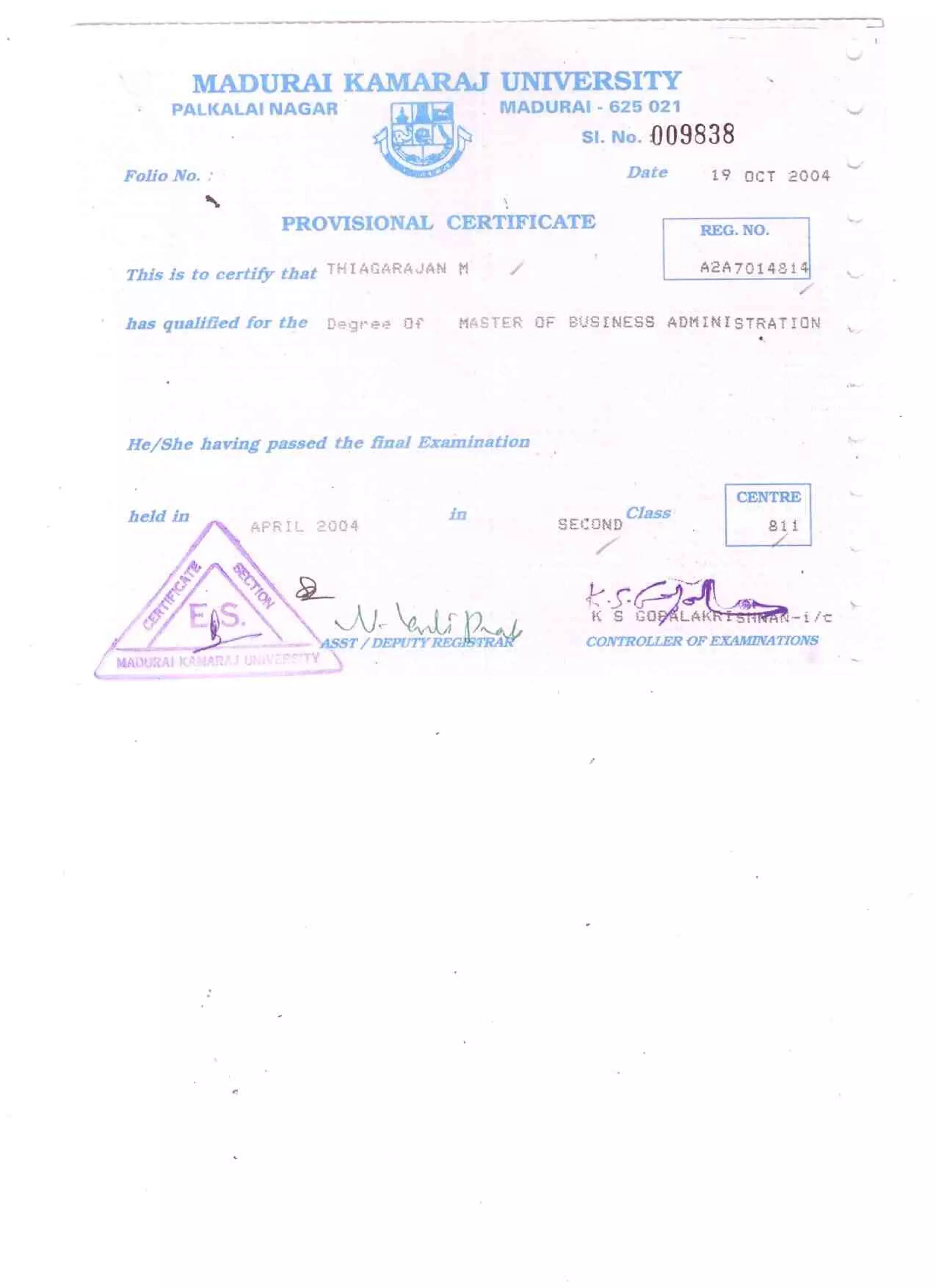 Qualification-2 MBA Provisional Degree Certificate | PDF