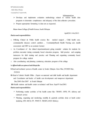 Biftu CV | DOCX | Professional School | Postgraduate Education