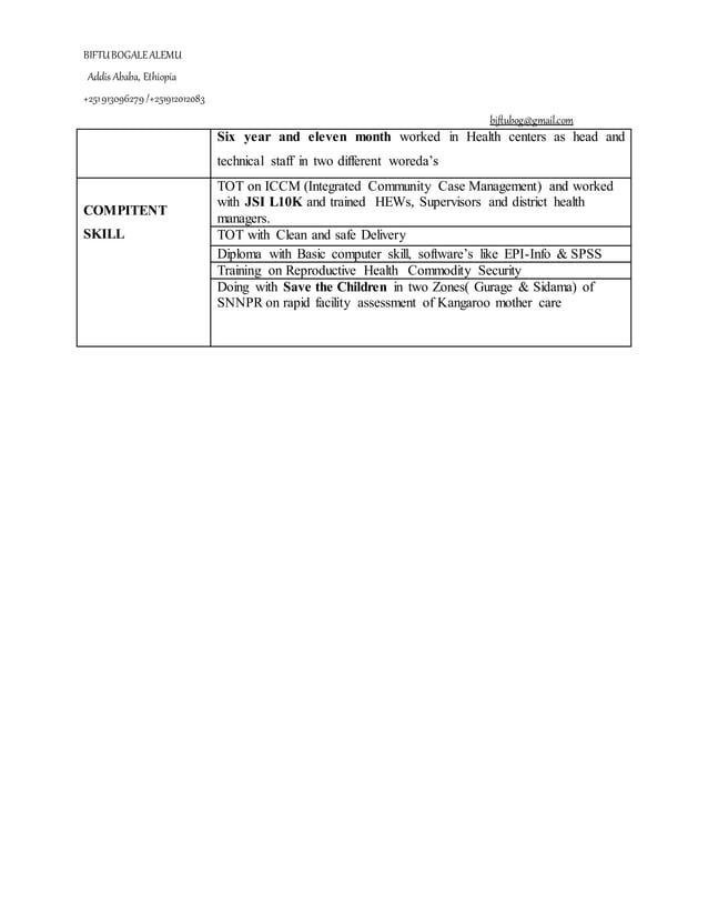 Biftu CV | DOCX | Professional School | Postgraduate Education