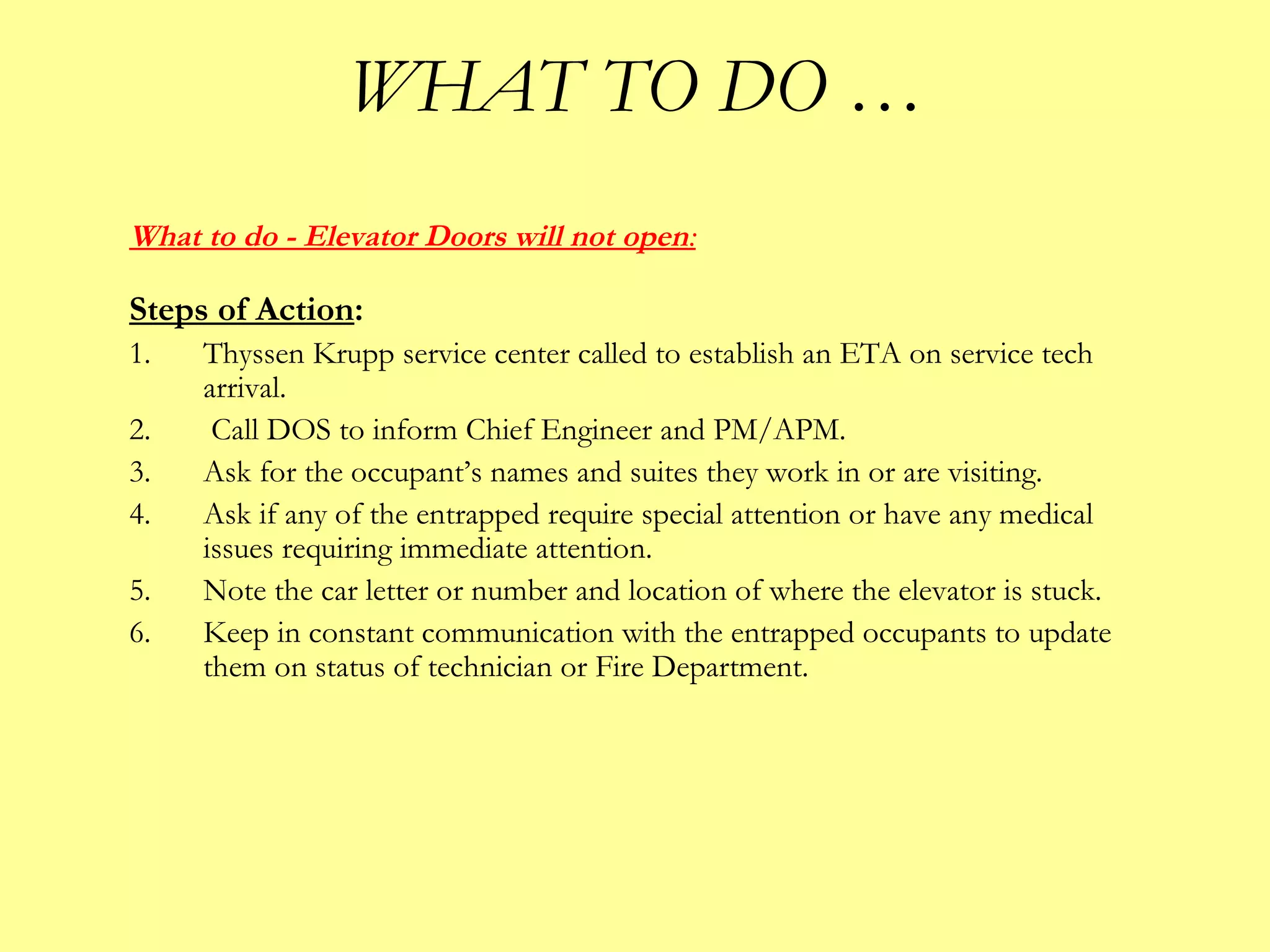 Elevator Entrapment Training Slides for 444 Brickell | PPT