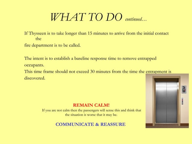 Elevator Entrapment Training Slides for 444 Brickell | PPT | First Aid ...