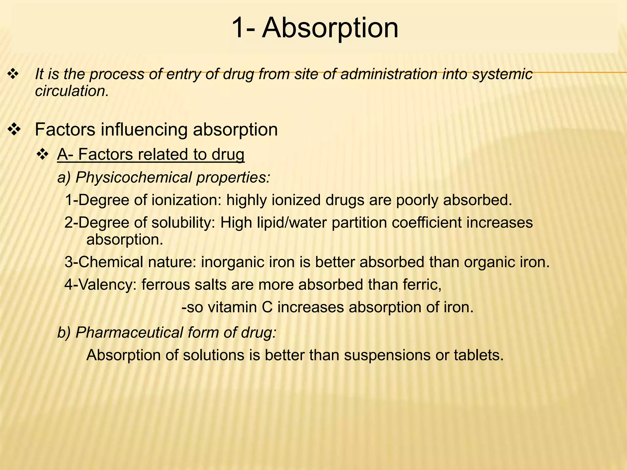 Pharmacology of absorption and bioavailability | PPTX
