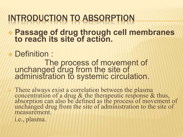 Pharmacology of absorption and bioavailability | PPTX | Pharmaceutical ...