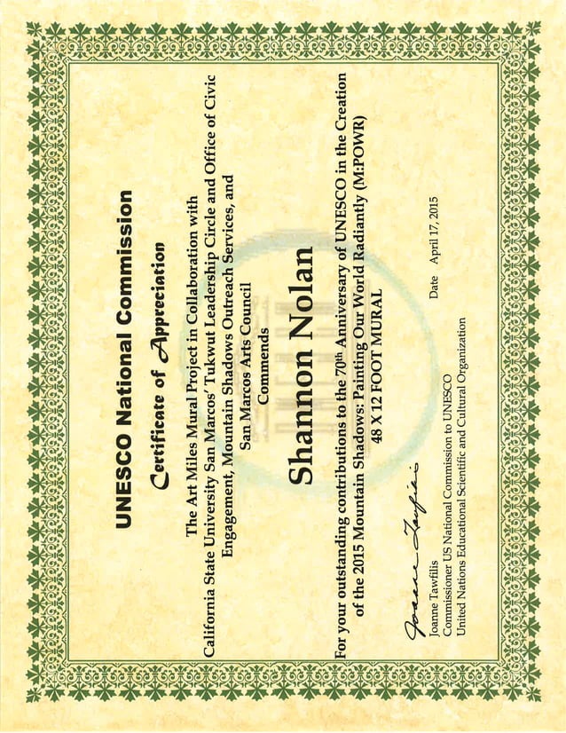 2015 UNESCO Certificate and Letter | PDF