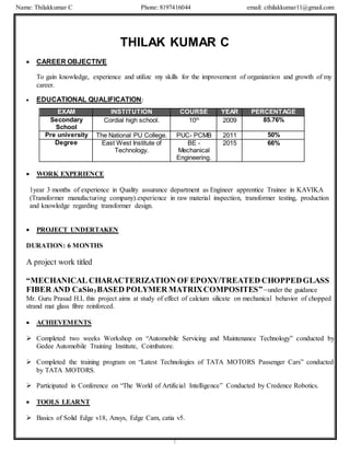 thilak resume | DOCX | Careers