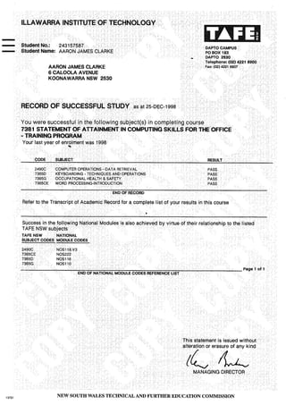 tafe transcripts | PDF