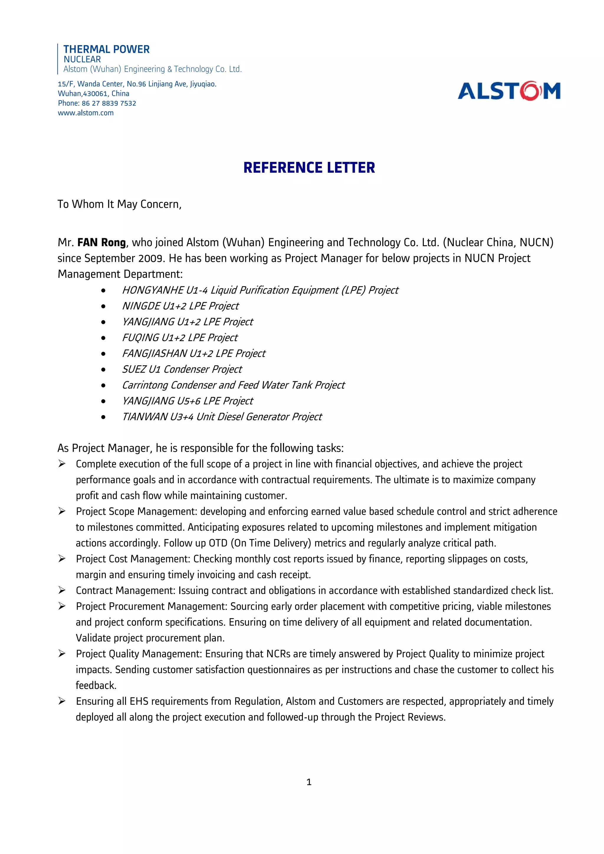 Reference Letter_Fan Rong_NUCN PMD | PDF