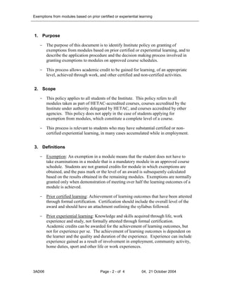 Document 3AD06 : Exemptions from Modules | PDF