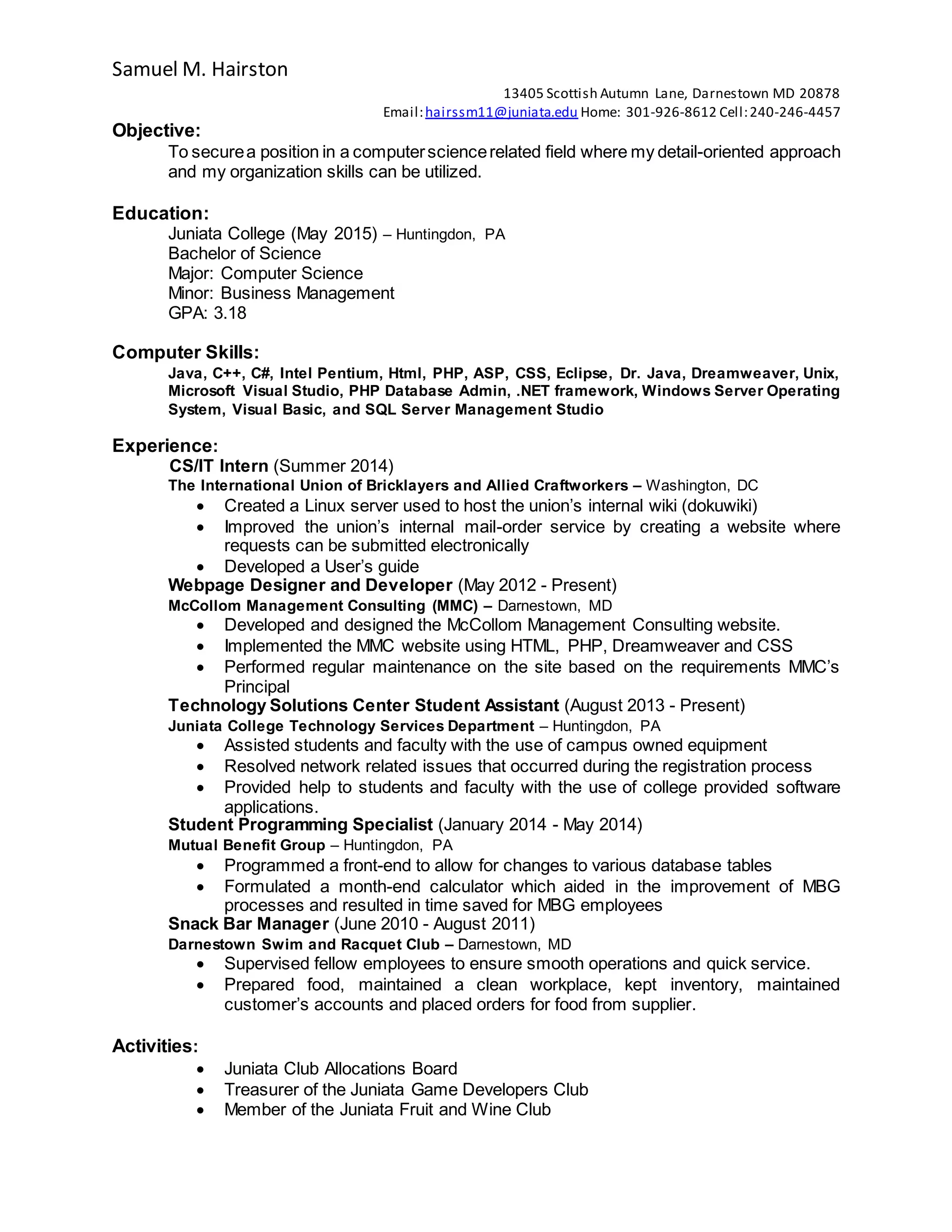 ResumeSamHairston | PDF