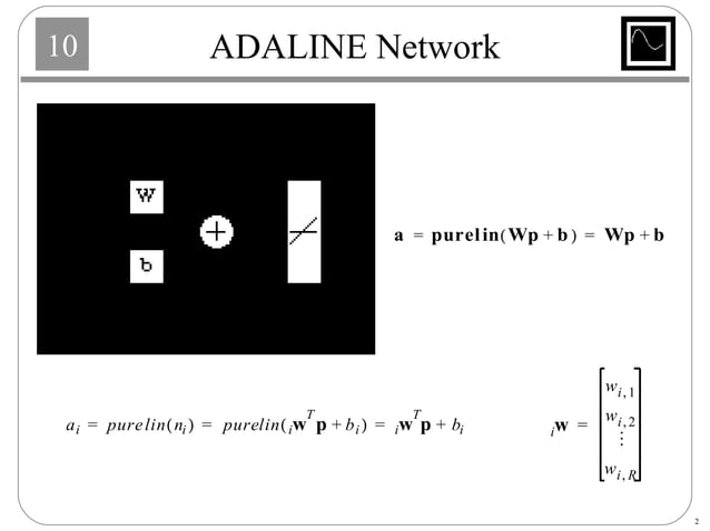 NEURAL NETWORK Widrow-Hoff Learning Adaline Hagan LMS | PPT