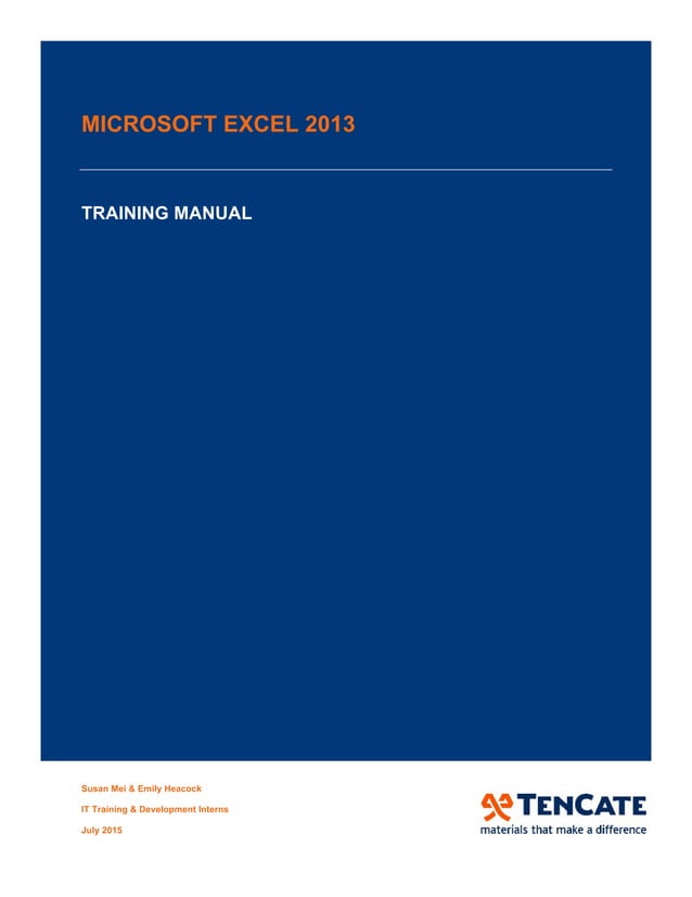 Excel Training Manual | PDF