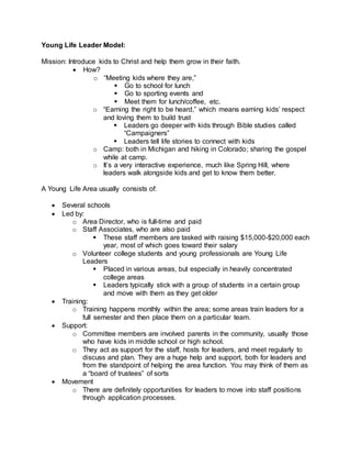 Basic Young Life Structure | DOCX