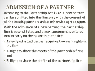 Admission of a Partner in a partnership firm accountancy | PPTX