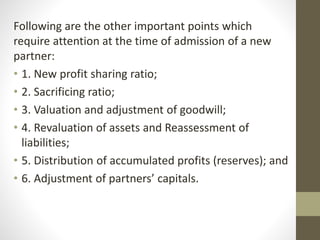 Admission of a Partner in a partnership firm accountancy | PPTX