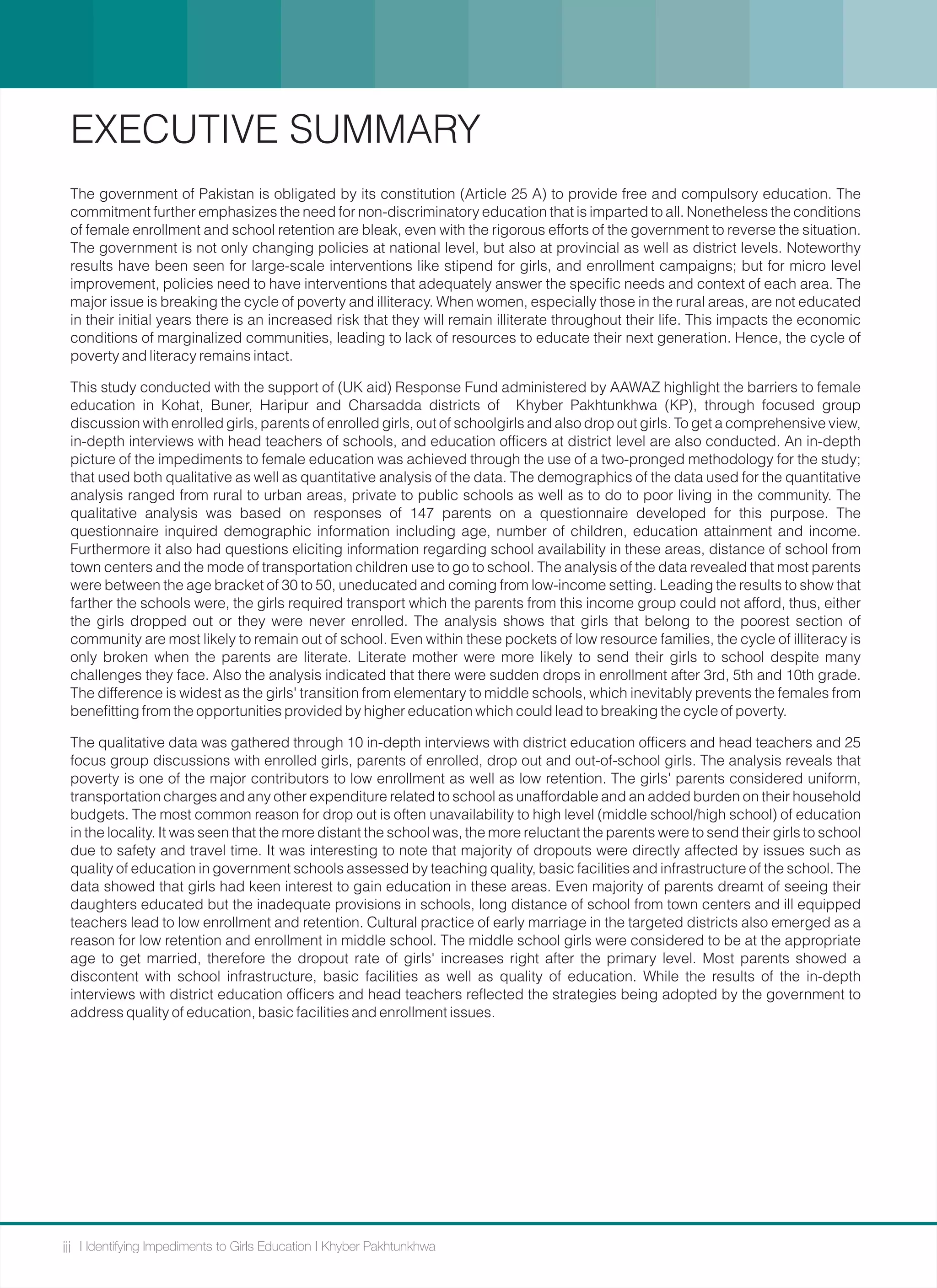 Research Report_Identifying Impediments to Girls Education -KP (PDF) | PDF