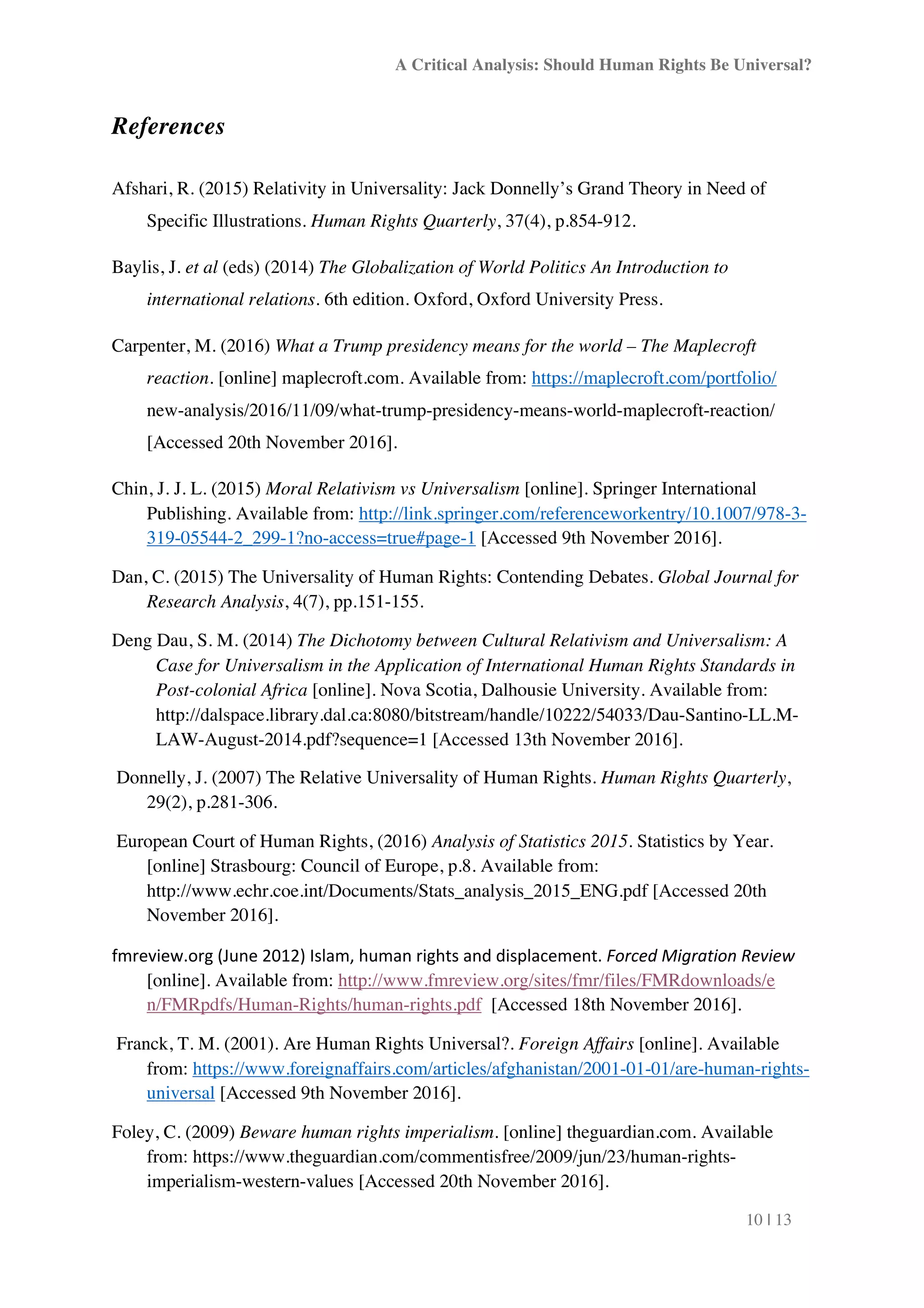 Critical Analysis_Should_Human_Rights_Be_Universal | PDF