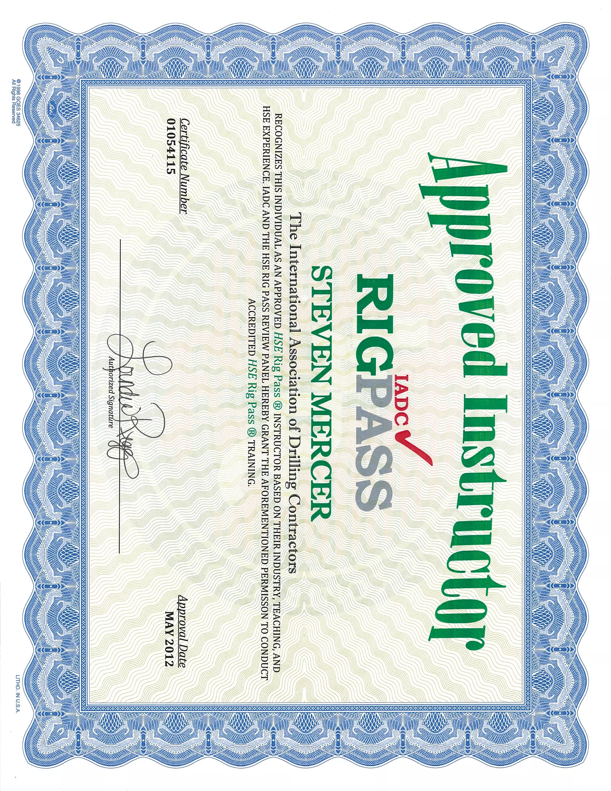 Steve Mercer IADC Rig Pass Instructor (1)(1) | PDF