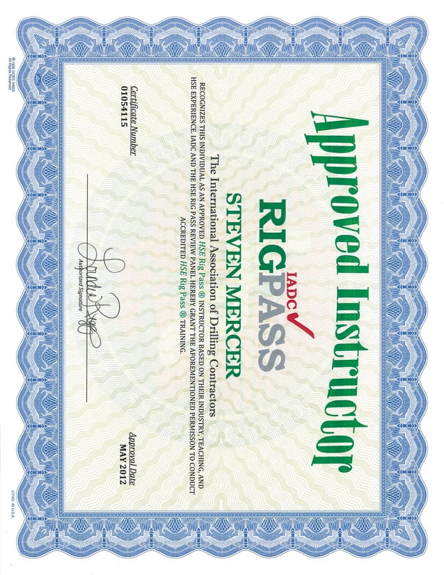 Steve Mercer IADC Rig Pass Instructor (1)(1) | PDF