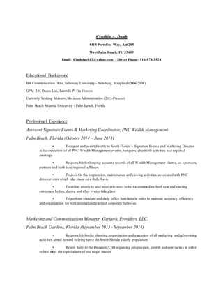 Cynthia A. Daub Professional Resume 2015 | PDF
