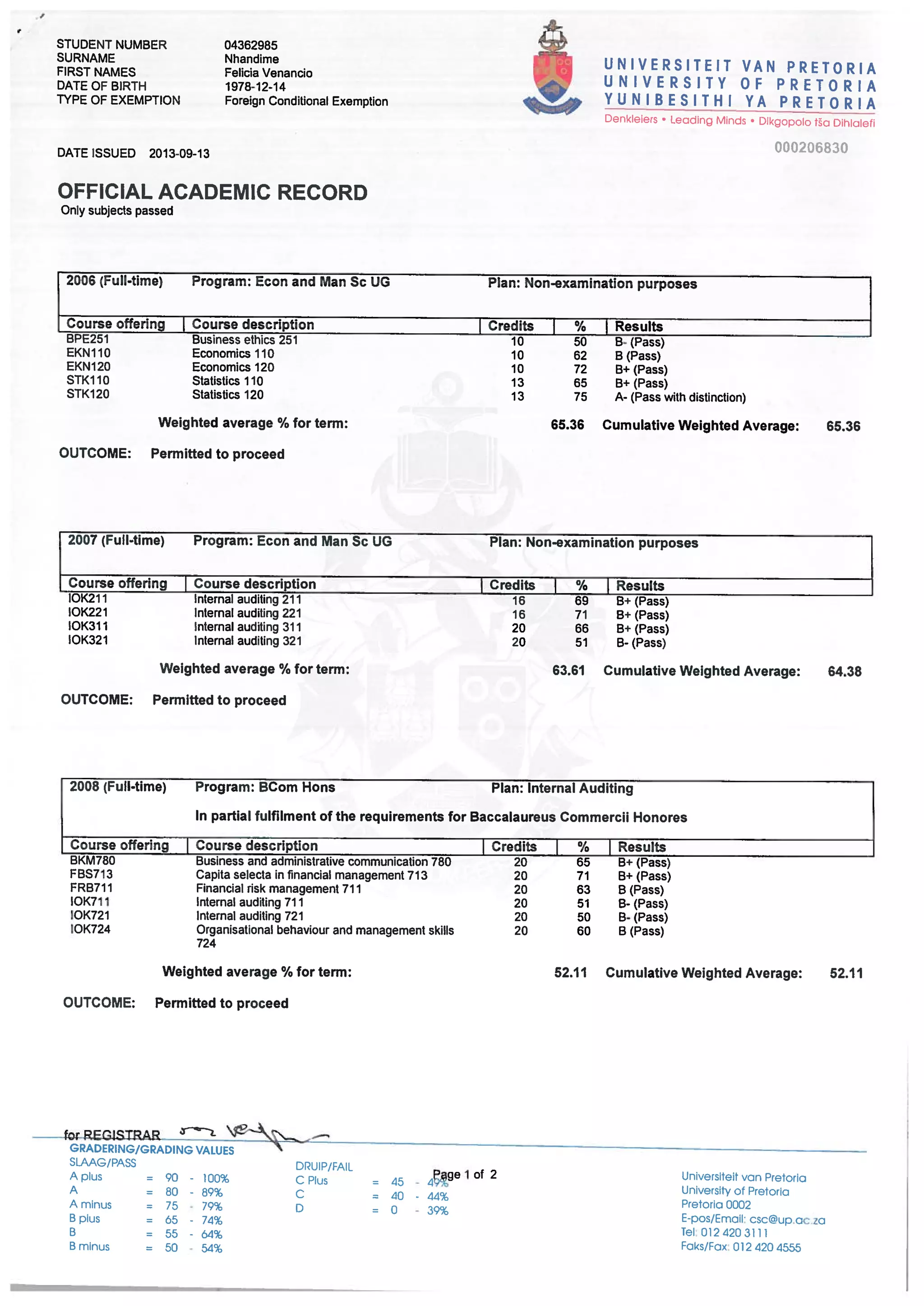 UP Certificate and Academic Records | PDF