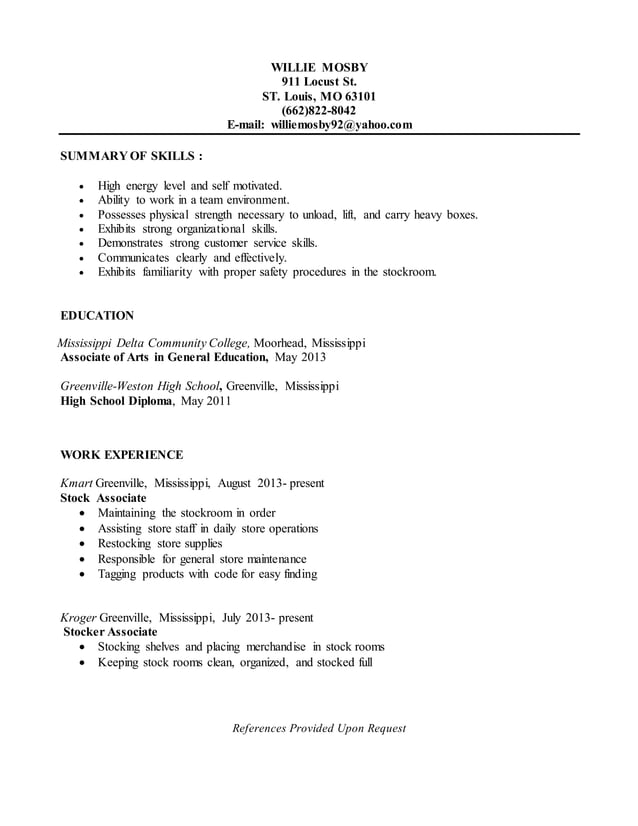 willie mosby resume | PDF