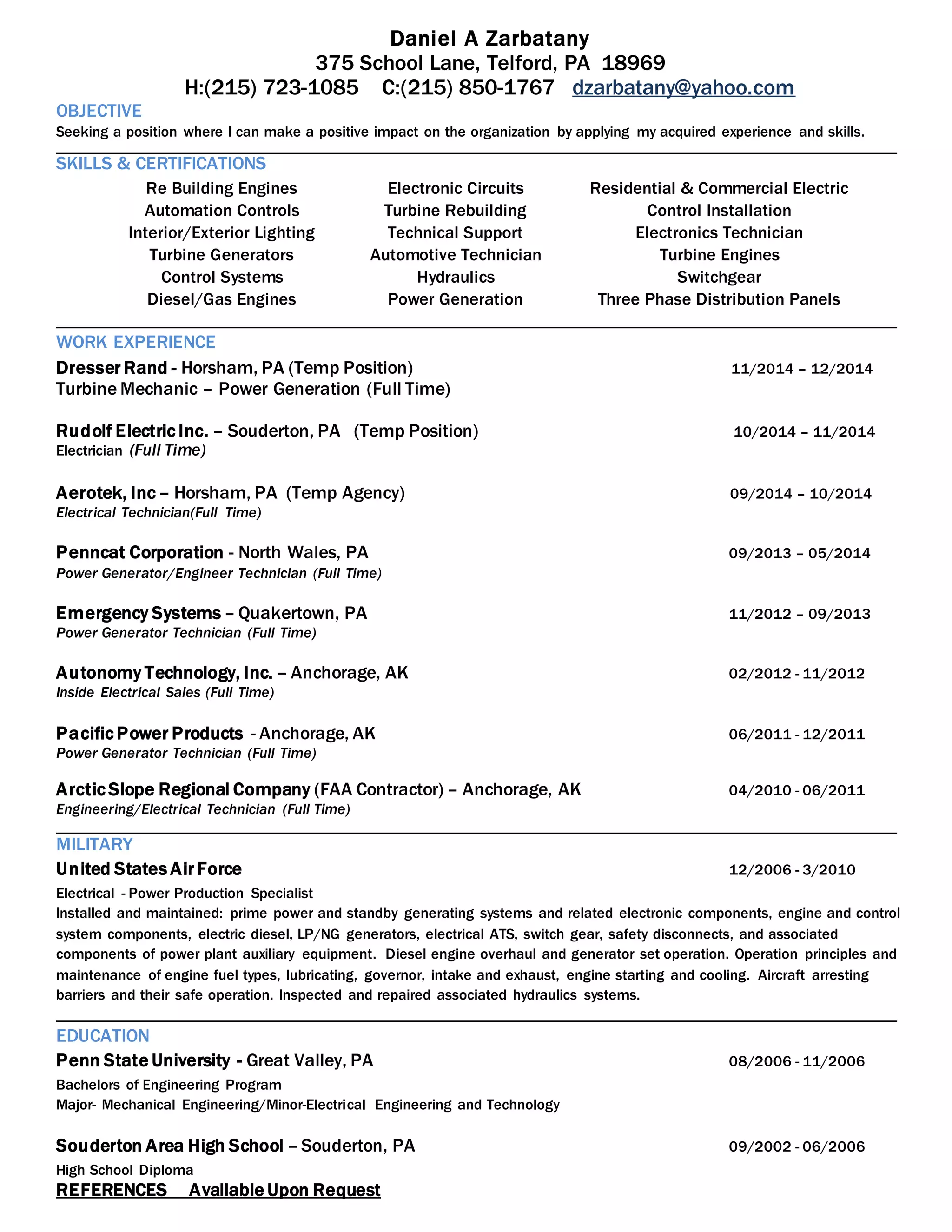 Dan Zarbatany Resume 2014 Updated1.9.15 | Careers