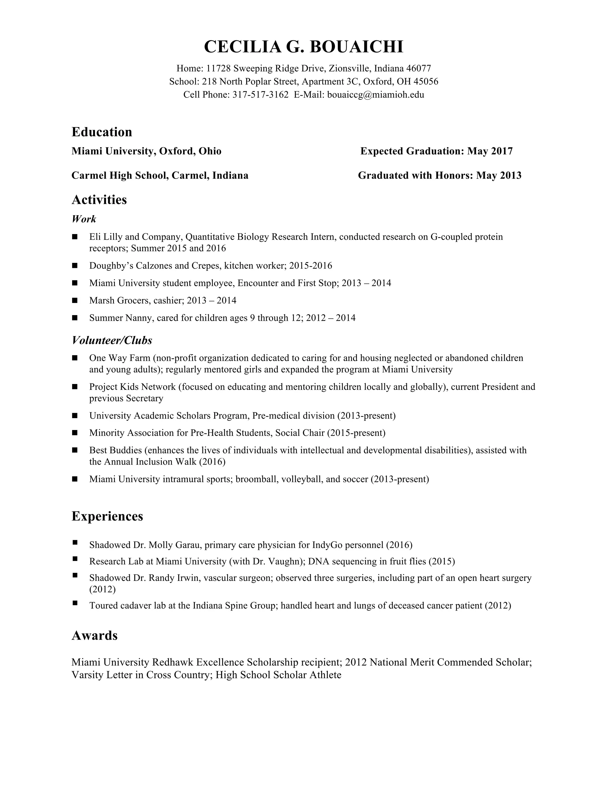 Cecilia Bouaichi Resume | PDF