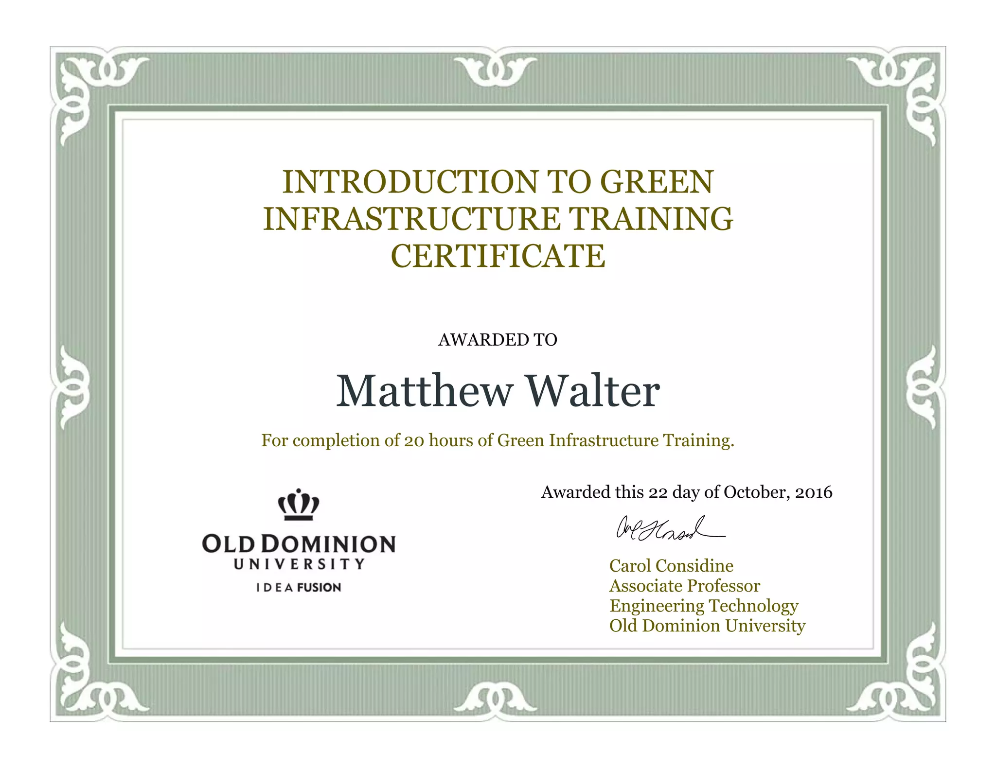Walter GI Certificate 10 2016 | PDF