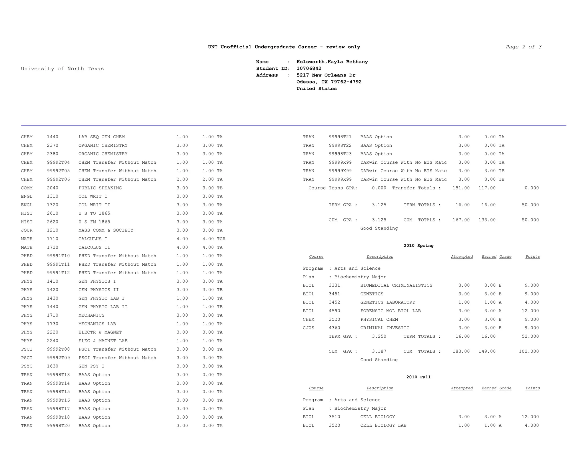 UNT Transcript 2015 highlighted | PDF | Undergraduate Education ...
