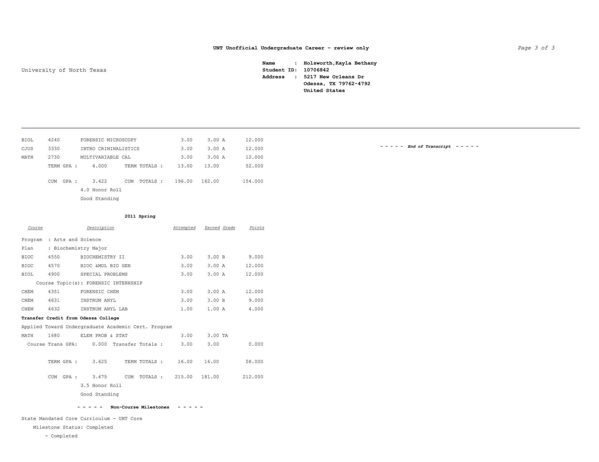 UNT Transcript 2015 highlighted | PDF | Undergraduate Education ...