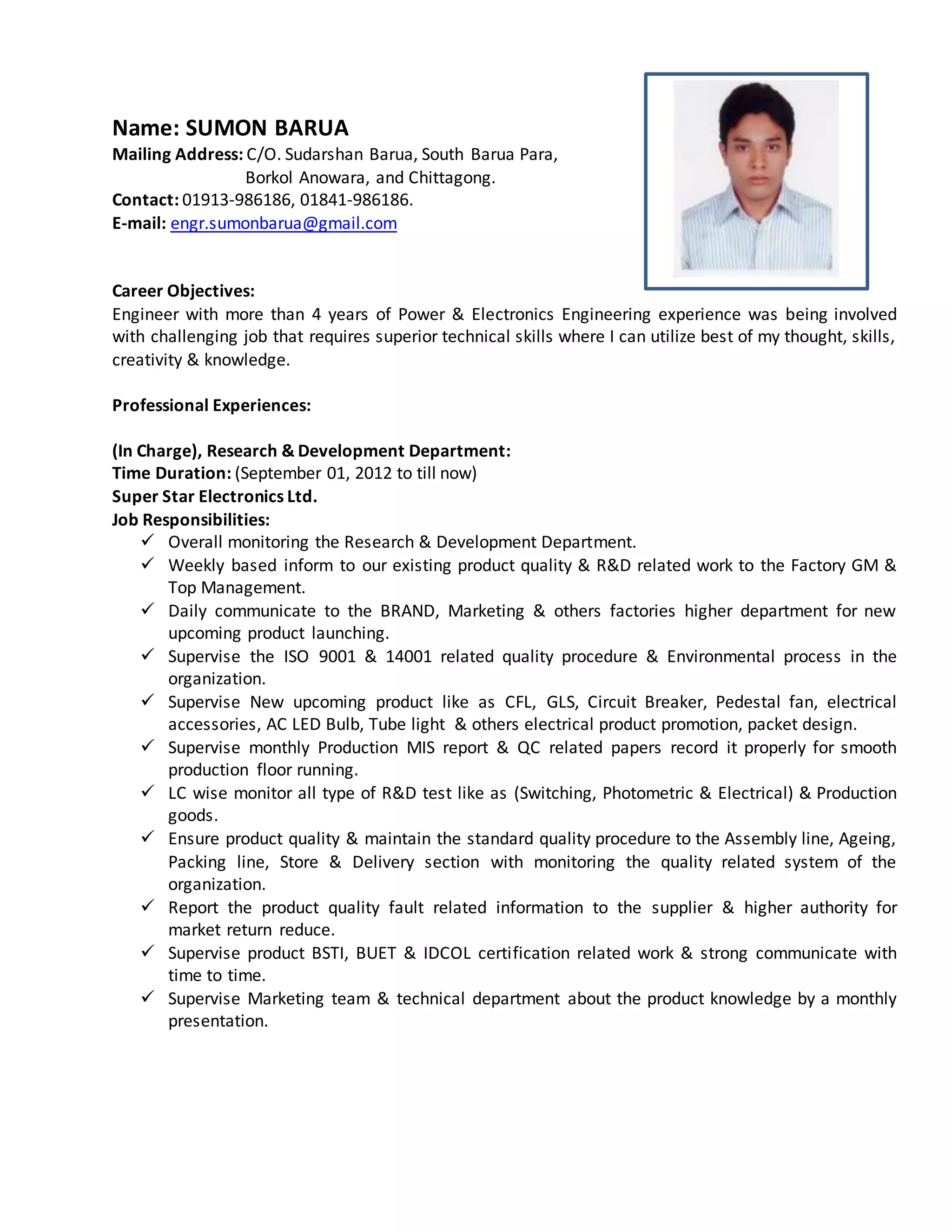 C.V of SUMON BARUA | DOCX