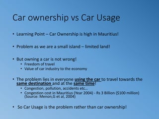 Increasing Car Ownership, Issues & Challenges in Mauritius | PPTX