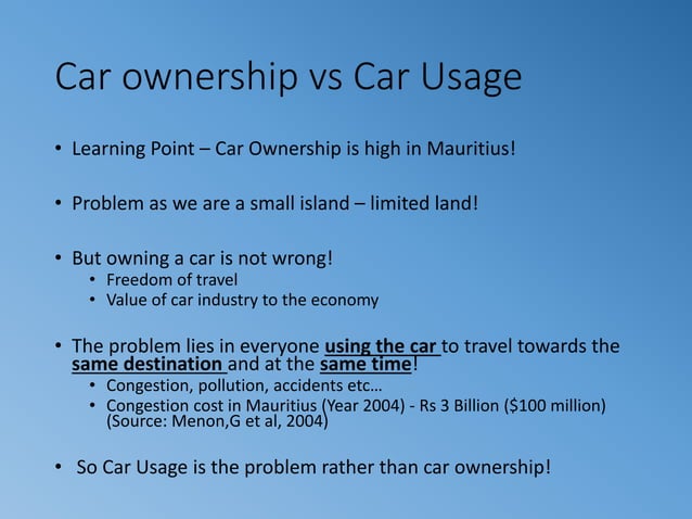Increasing Car Ownership, Issues & Challenges in Mauritius | PPT