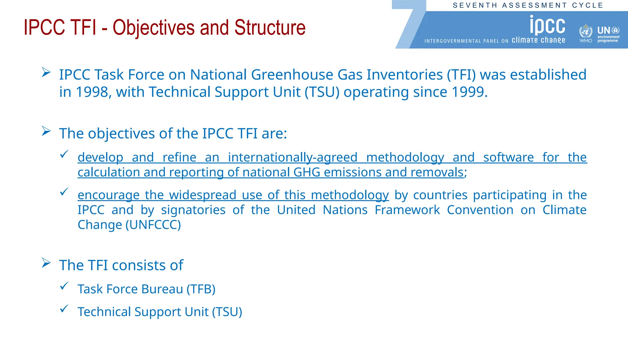 IPCC Task Force on National GHG inventories (TFI) Objectives and ...