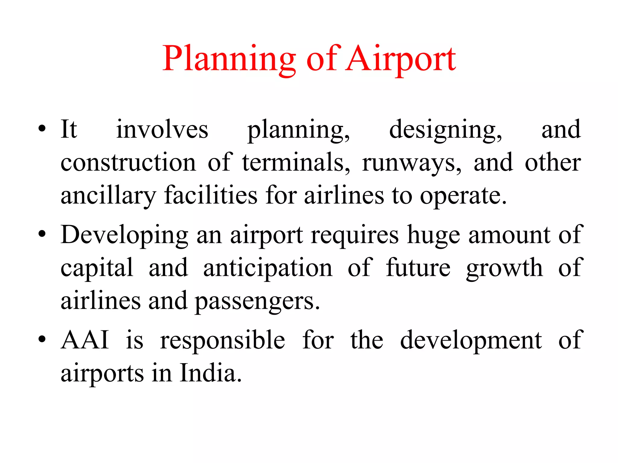 Planning OF AIRPORT REQUIREMENTS OF AIR PORT TERMINAL AREA RUNWAY ...