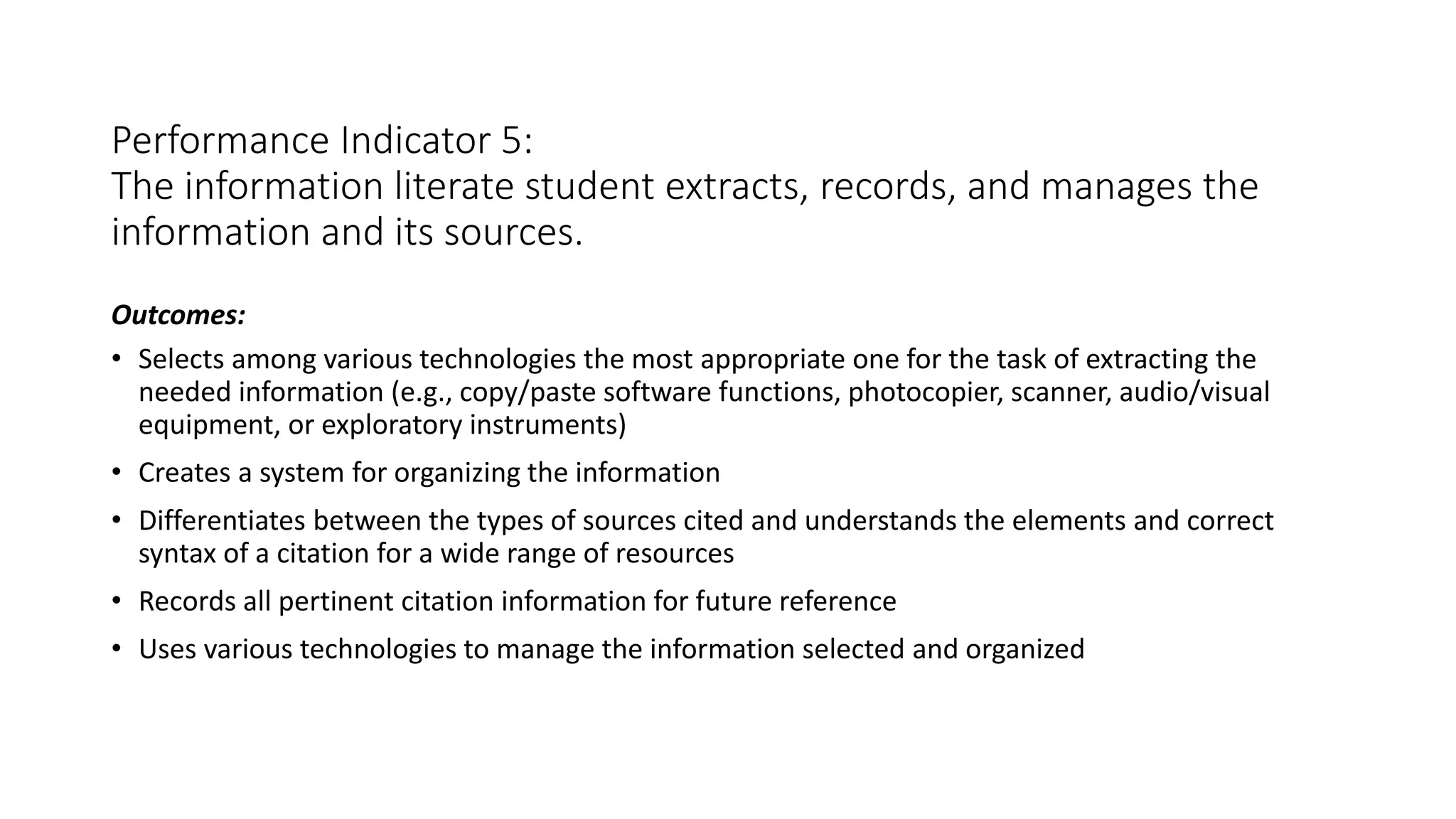 Information Literacy Competency Standards for Higher Education | PPTX