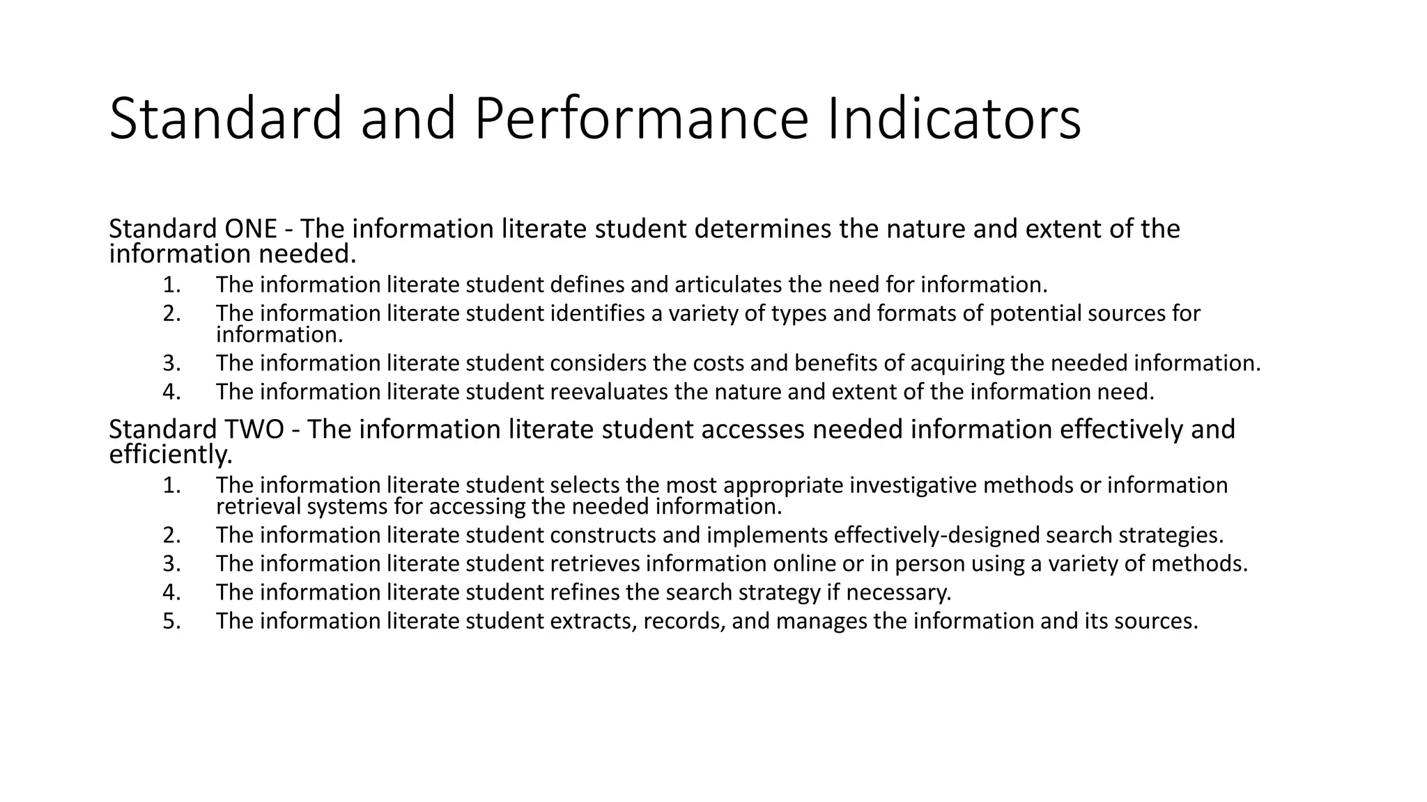 Information Literacy Competency Standards for Higher Education | PPTX