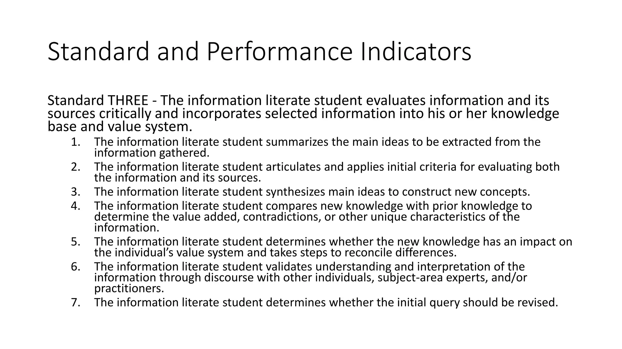 Information Literacy Competency Standards for Higher Education | PPTX